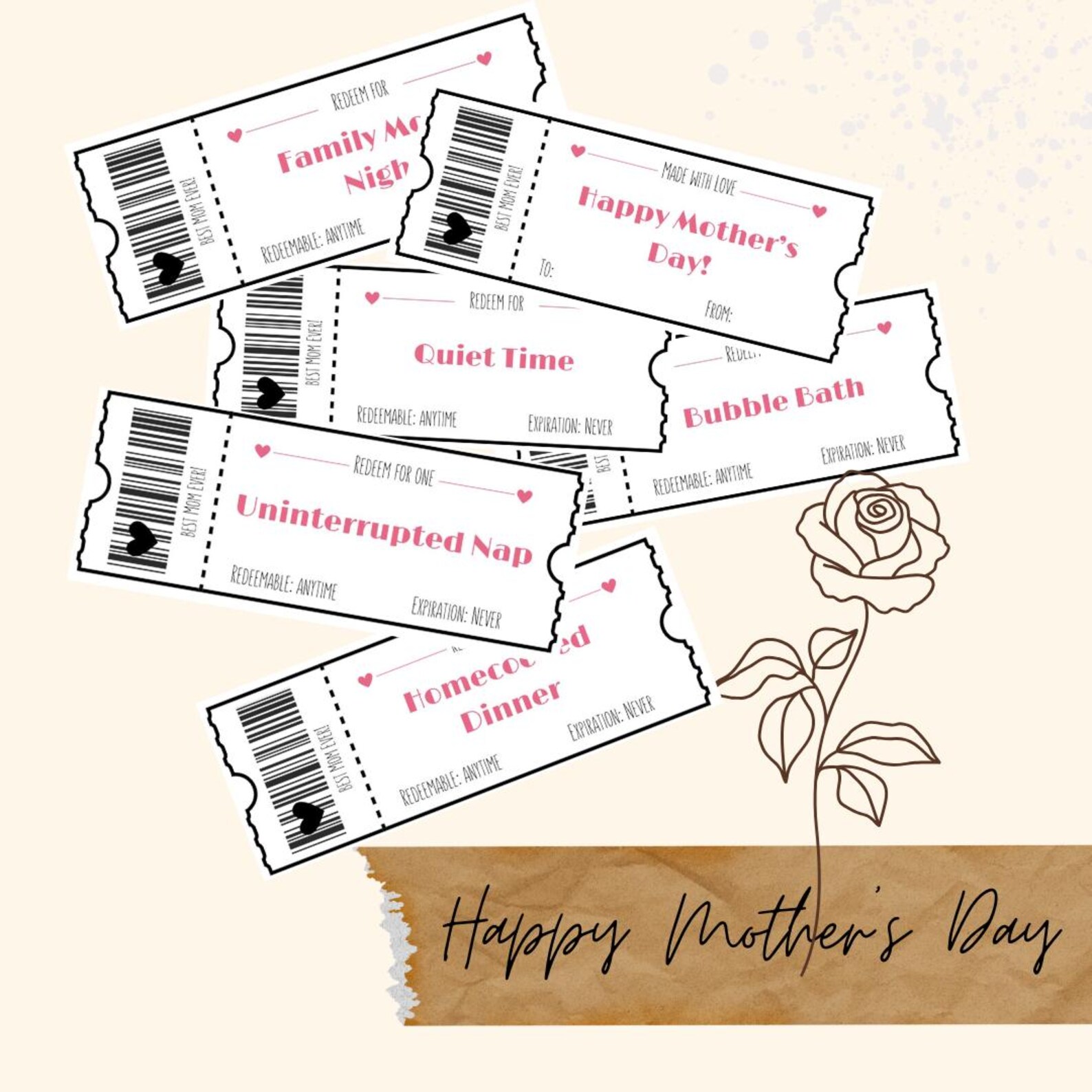 Editable Mother’s Day Coupon Template | Printable Mother's Day Gift ...