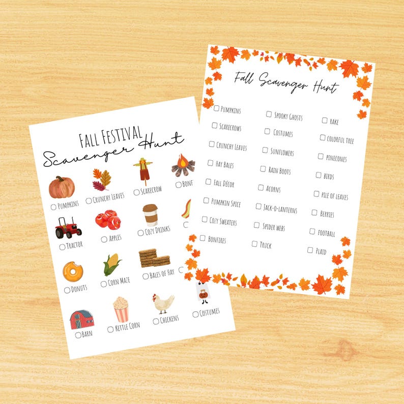 Printable Fall Scavenger Hunt Activity Bundle: Editable Outdoor Game ...