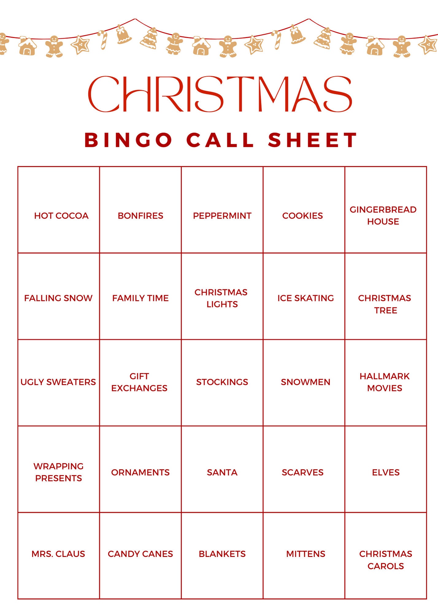 30 Christmas Bingo Cards - Printable, Family Christmas Activity ...