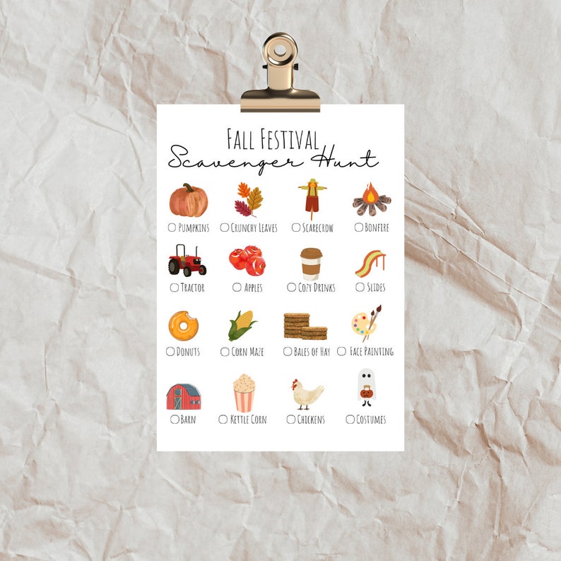 Fall Festival Scavenger Hunt Activity for Kids, Printable Fall ...