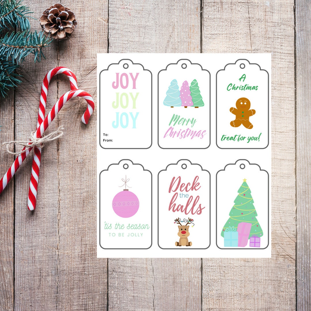 Pastel Christmas Gift Tags, Printable Holiday Treat Tags (PDF, PNG) - Etsy