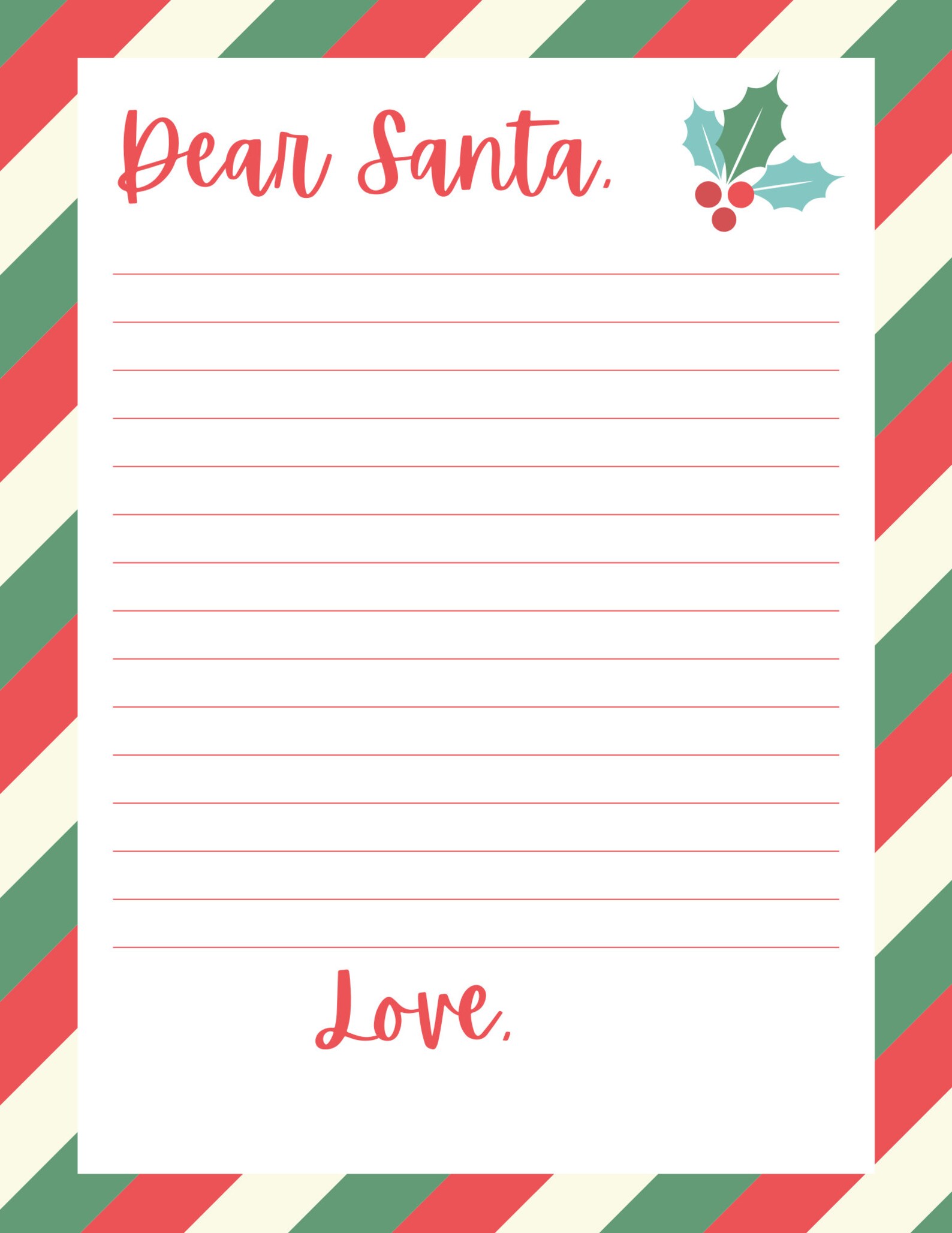 Letter to Santa - Printable, Santa Claus Letter for Kids, Printable ...