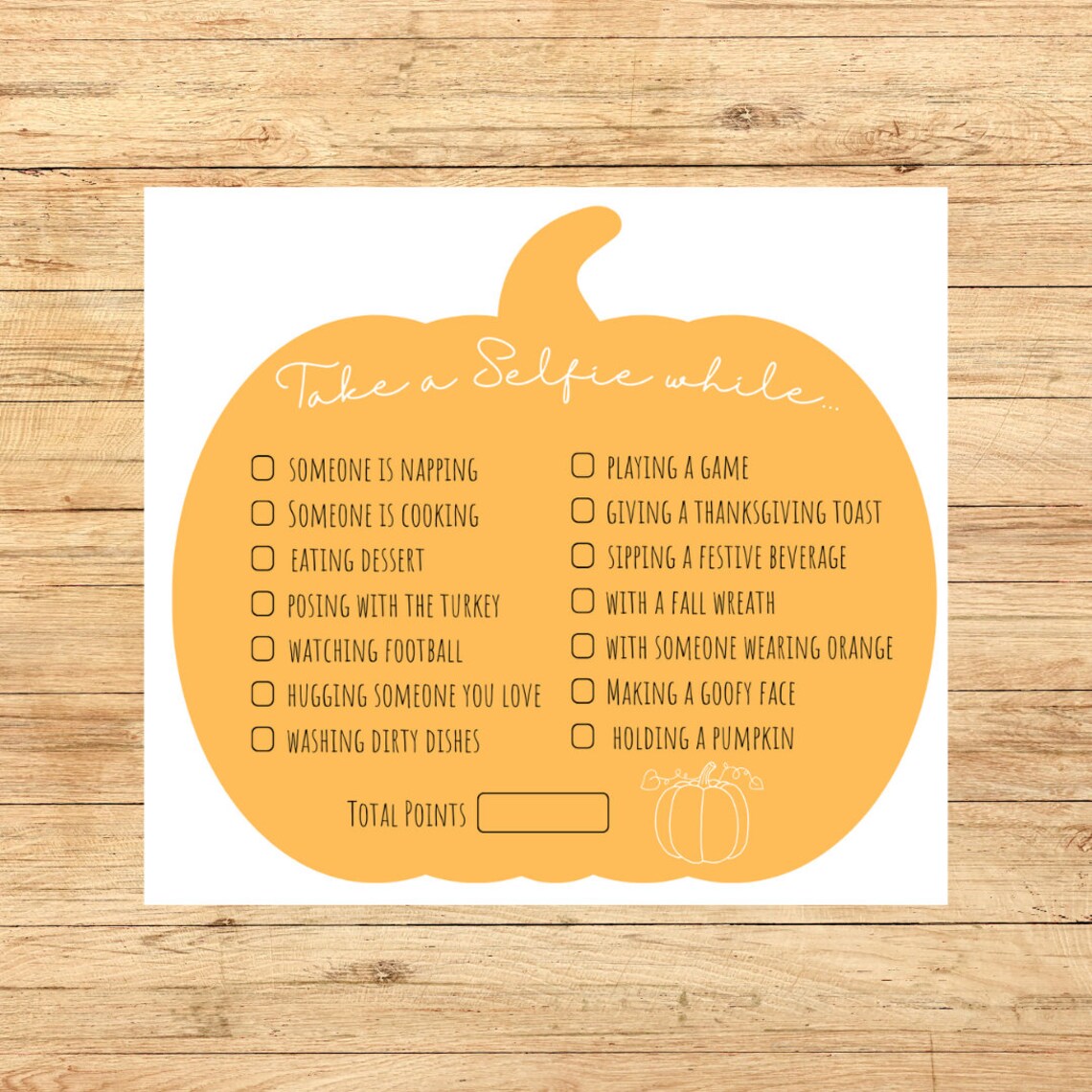 Thanksgiving Selfie Scavenger Hunt Game, Thanksgiving Photo Scavenger ...