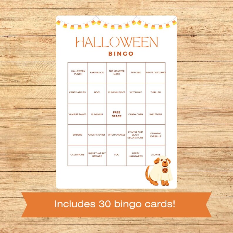 30 Halloween Bingo Cards, Family Halloween Bingo Activity, Halloween ...