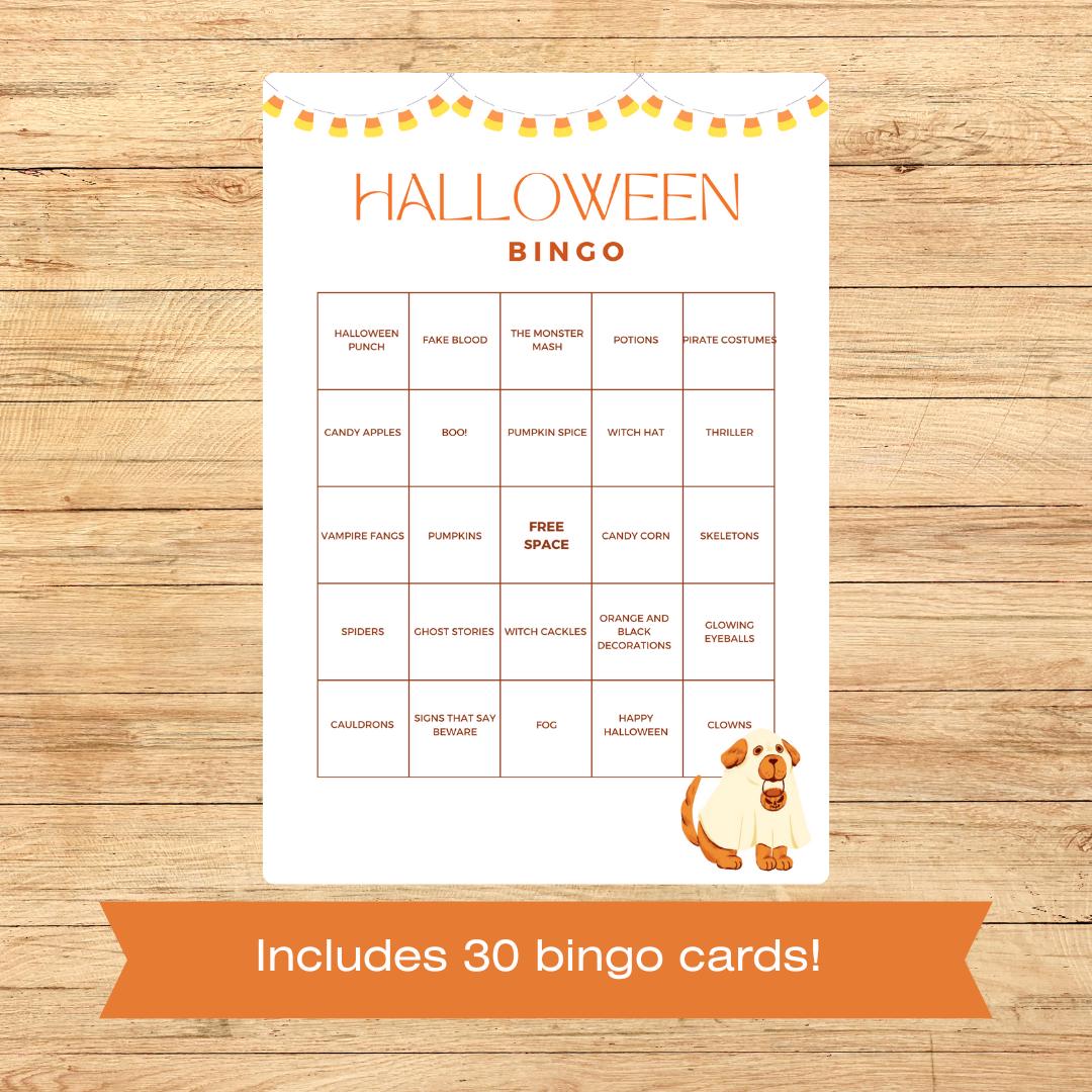 30 Halloween Bingo Cards, Family Halloween Bingo Activity, Halloween ...