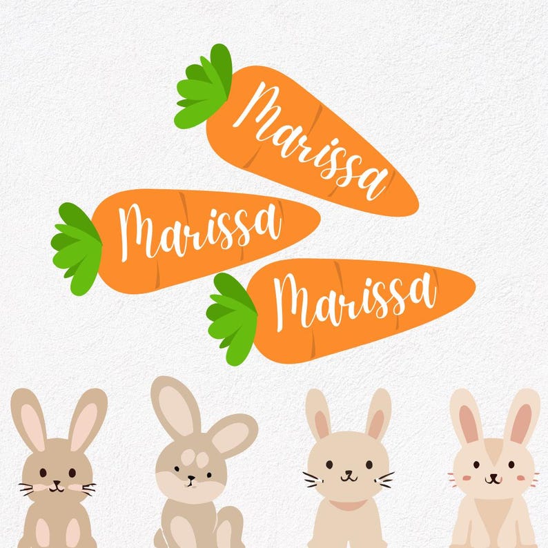 Editable Carrot Easter Name Tags: Printable Bunny Party Favors (PDF) - Etsy