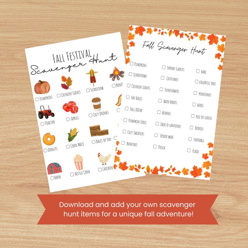 Printable Fall Scavenger Hunt Activity Bundle: Editable Outdoor Game ...