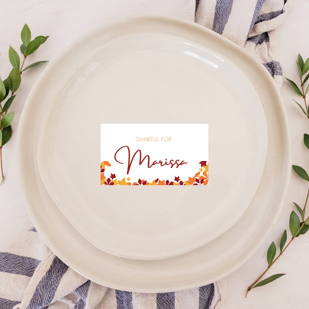 Thanksgiving Place Cards - Printable, Thanksgiving Friendsgiving Name ...