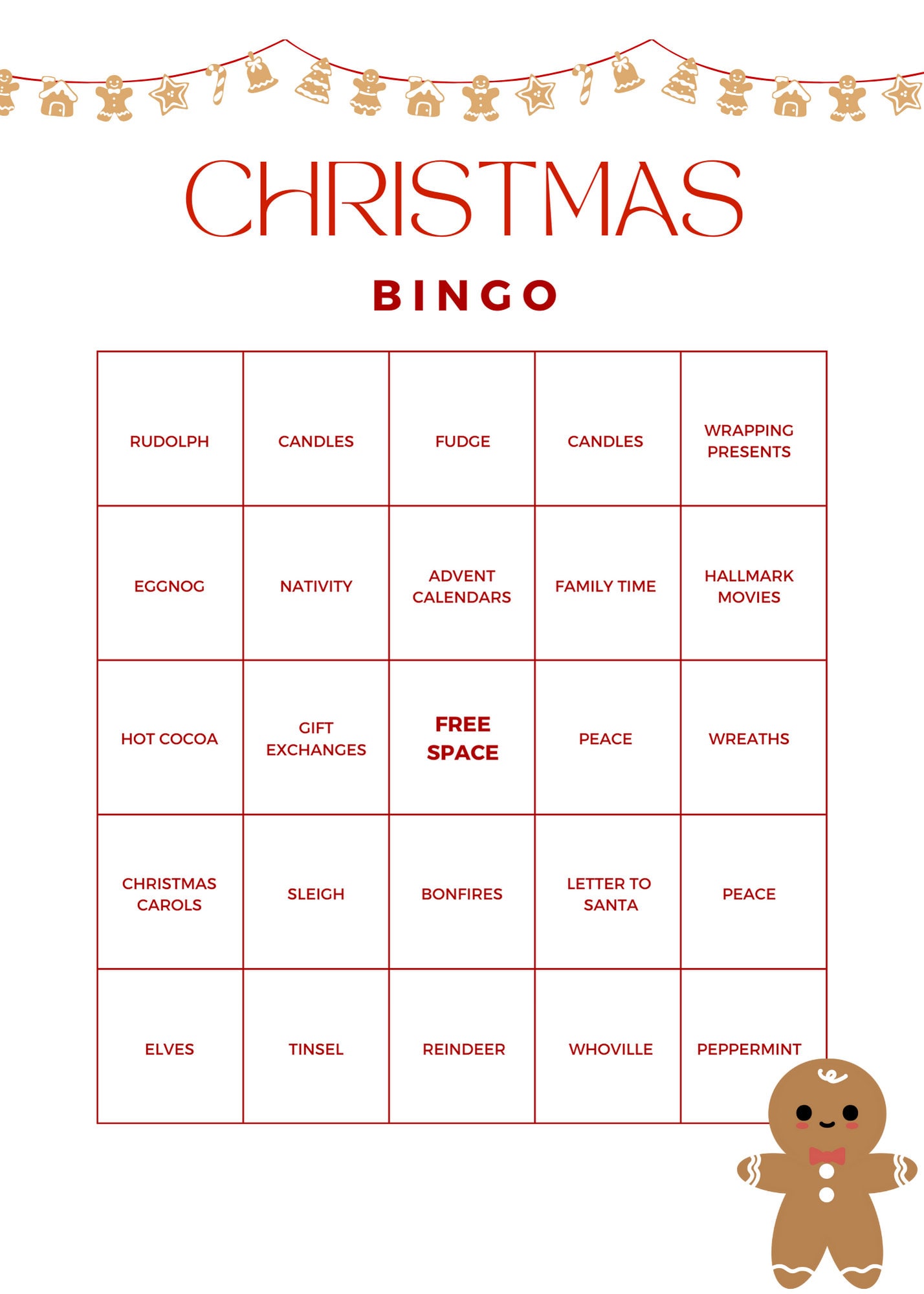 30 Christmas Bingo Cards - Printable, Family Christmas Activity ...