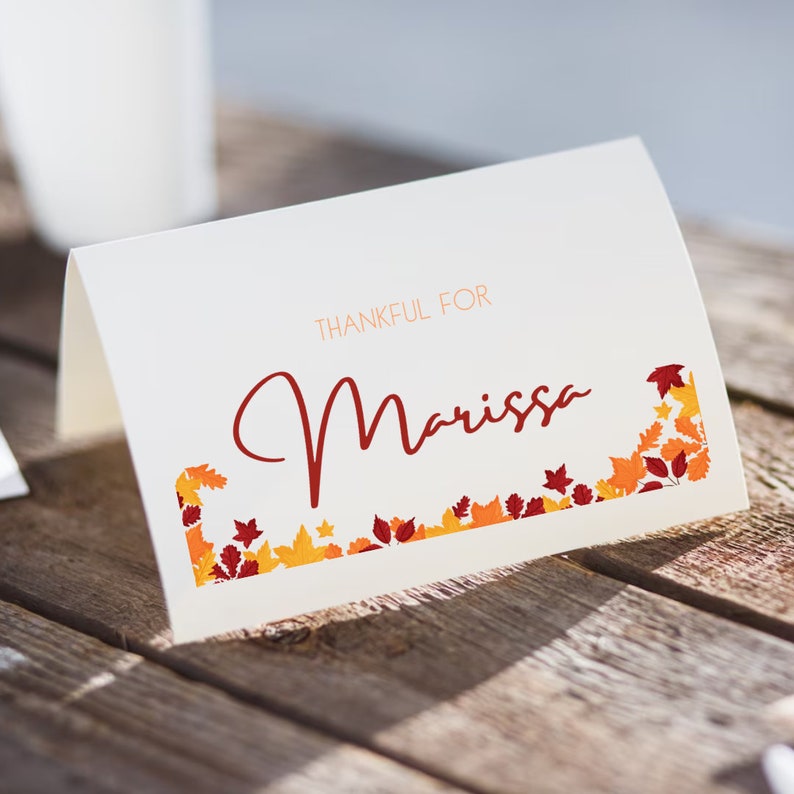 Thanksgiving Place Cards - Printable, Thanksgiving Friendsgiving Name ...