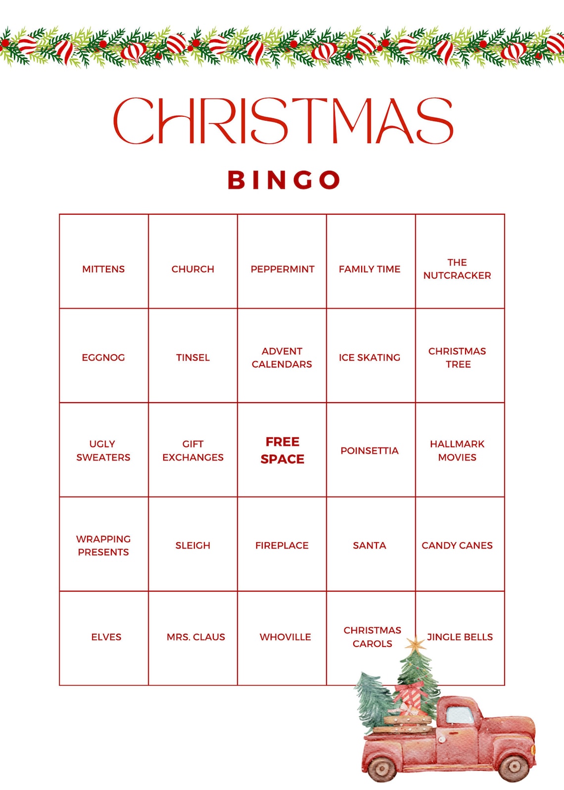 30 Christmas Bingo Cards Printable Family Christmas Bingo - Etsy
