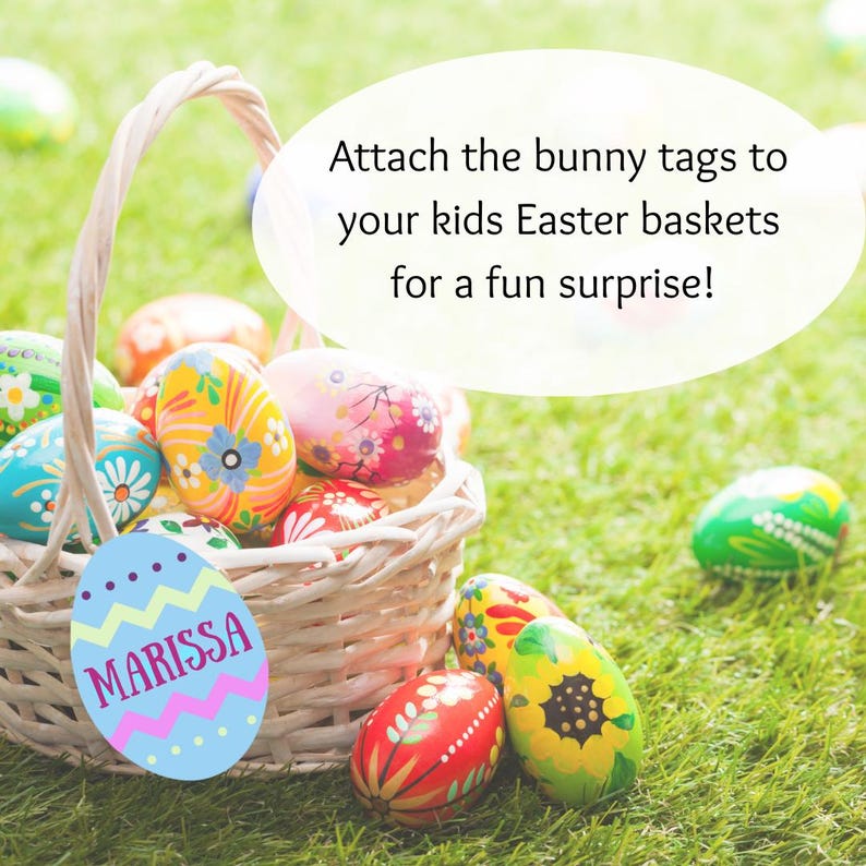 Editable Easter Egg Name Tags: Printable Basket Gift Tags (PDF) - Etsy