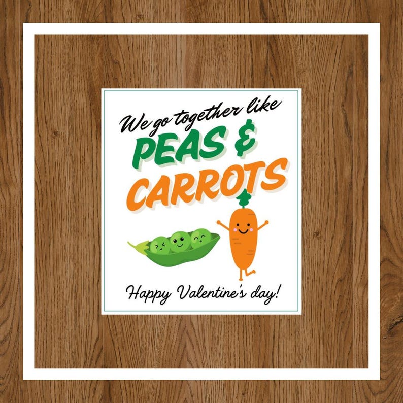 Peas and Carrots Valentine's Day Card: Funny Printable Tags (PDF, PNG ...