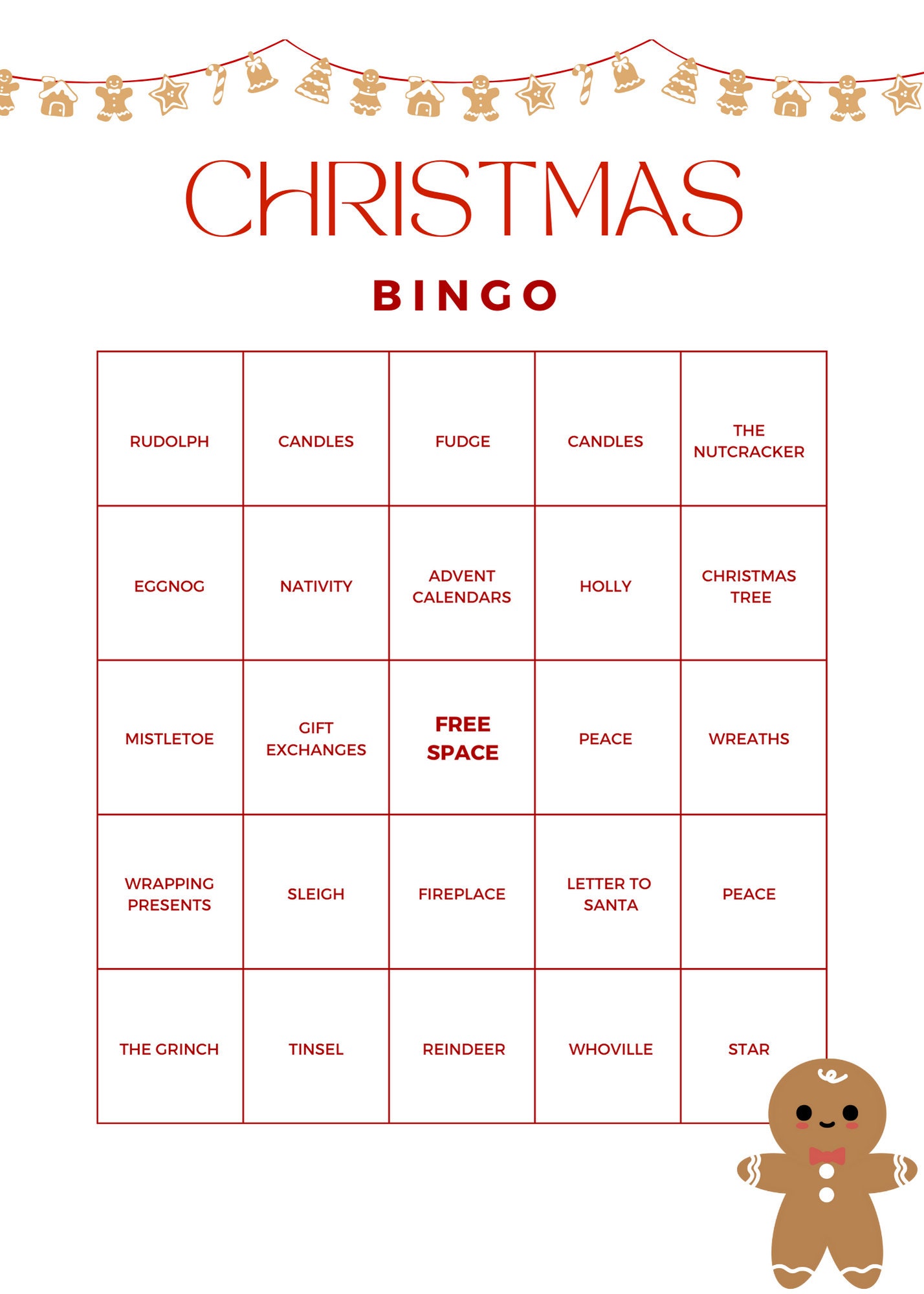 30 Christmas Bingo Cards - Printable, Family Christmas Activity ...