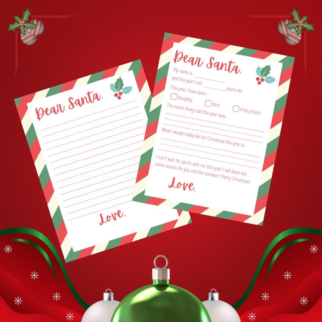Letter to Santa - Printable, Santa Claus Letter for Kids, Printable ...