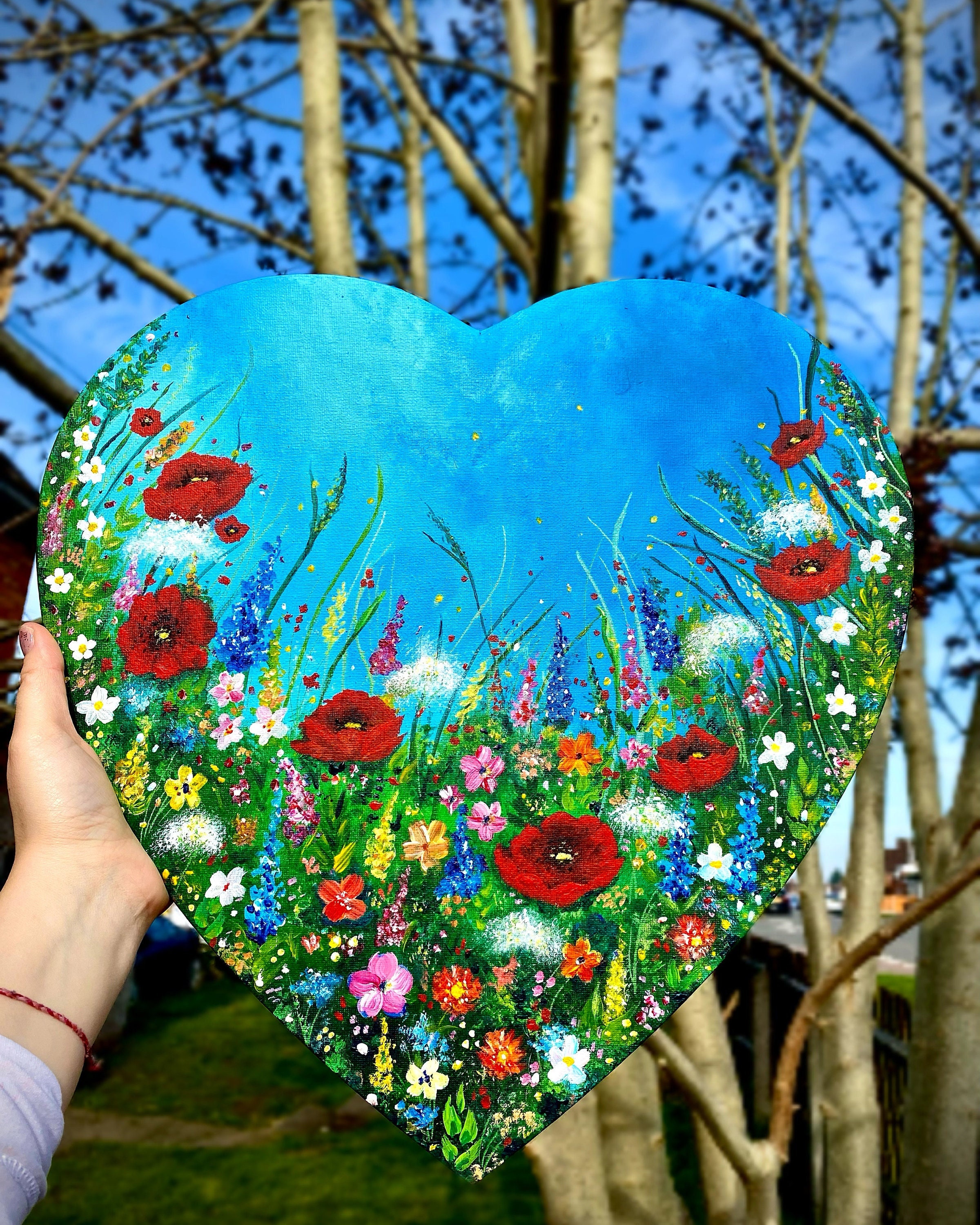 Summer Meadow Heart Shaped Canvas Painting - Etsy
