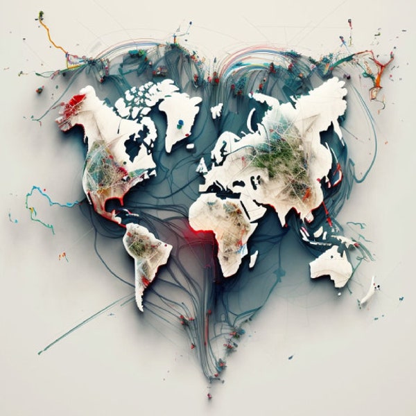 Electric Map of the World - Etsy