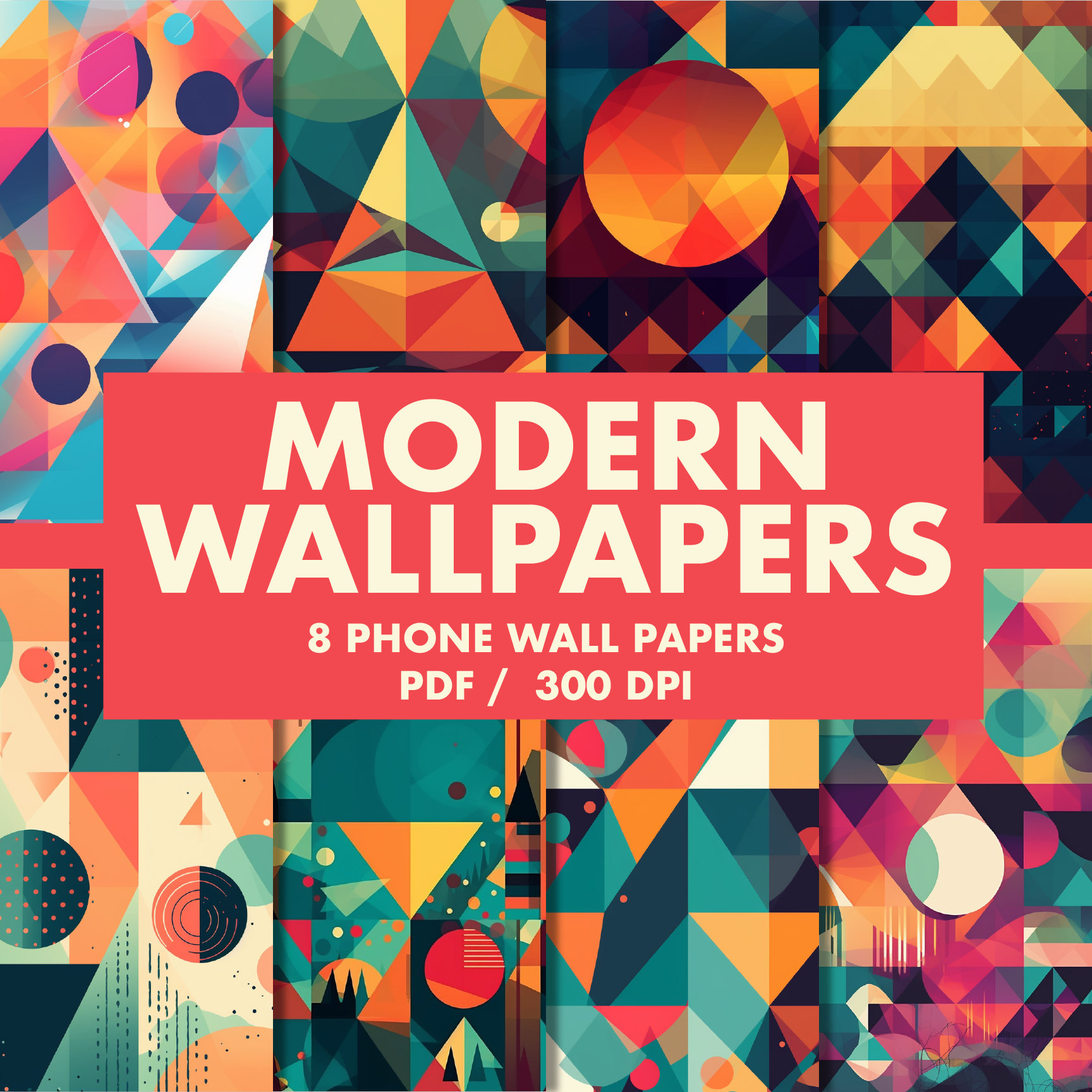 Modern Geometric Phone Wallpapers 8 Pack - Etsy