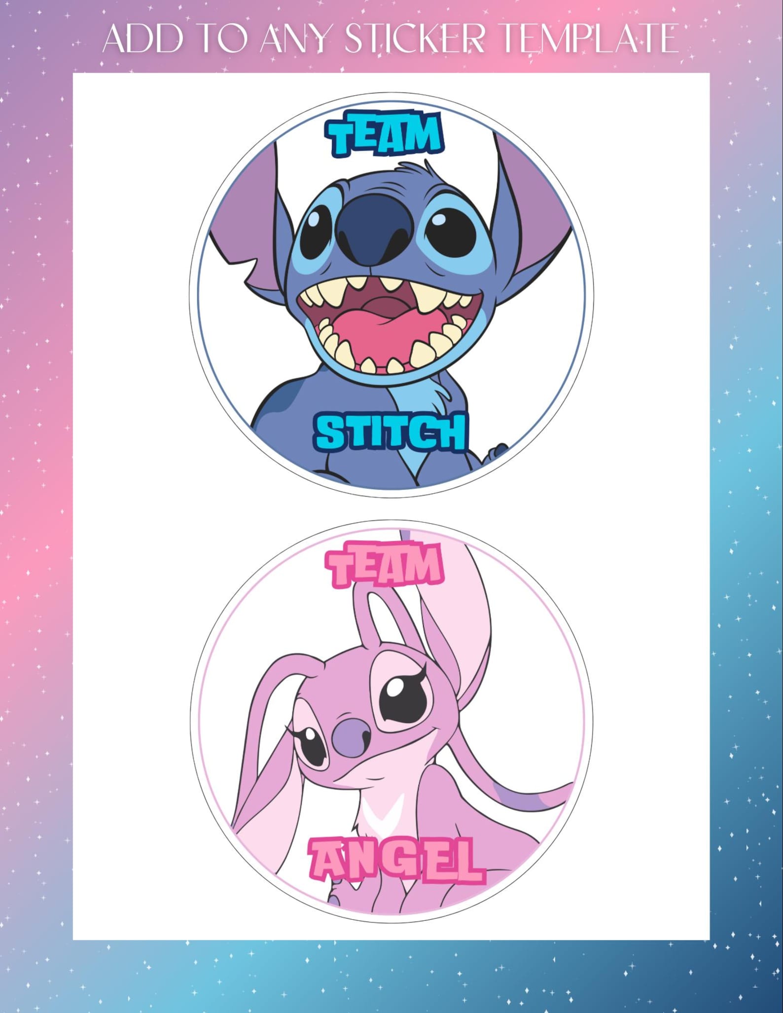 Team Lilo and Team Angel Gender Reveal Stickers| Digital Download ...