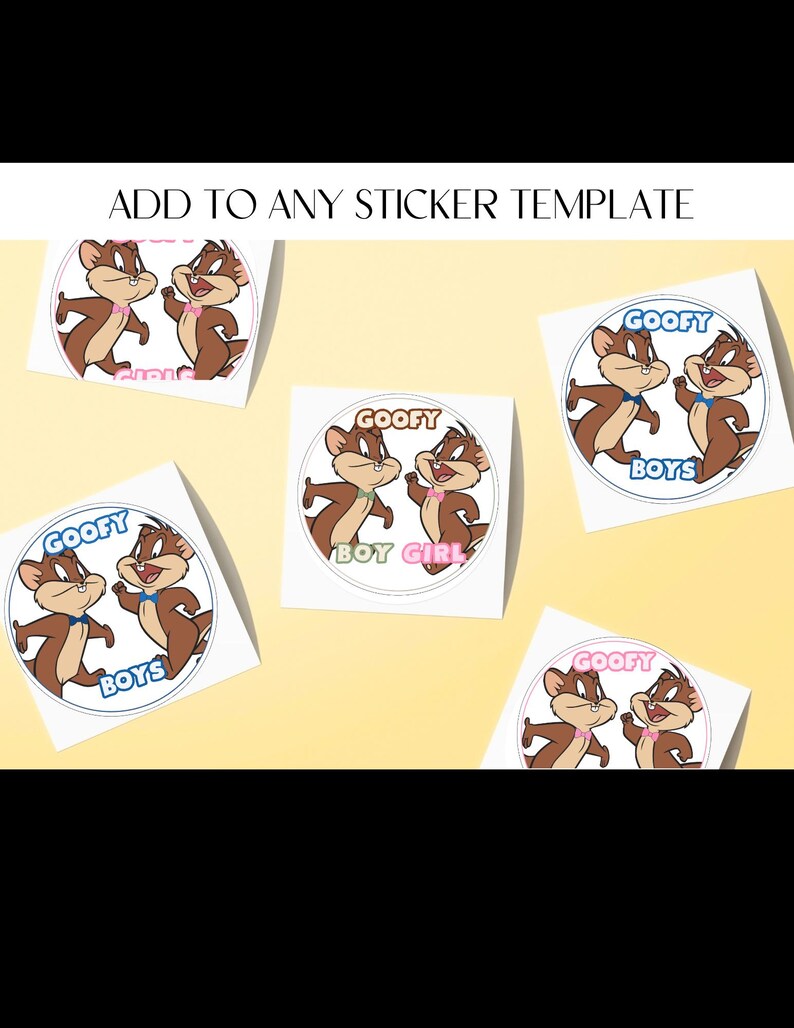 Goofy Gophers Twins Gender Reveal Stickers (digital Download) - Etsy
