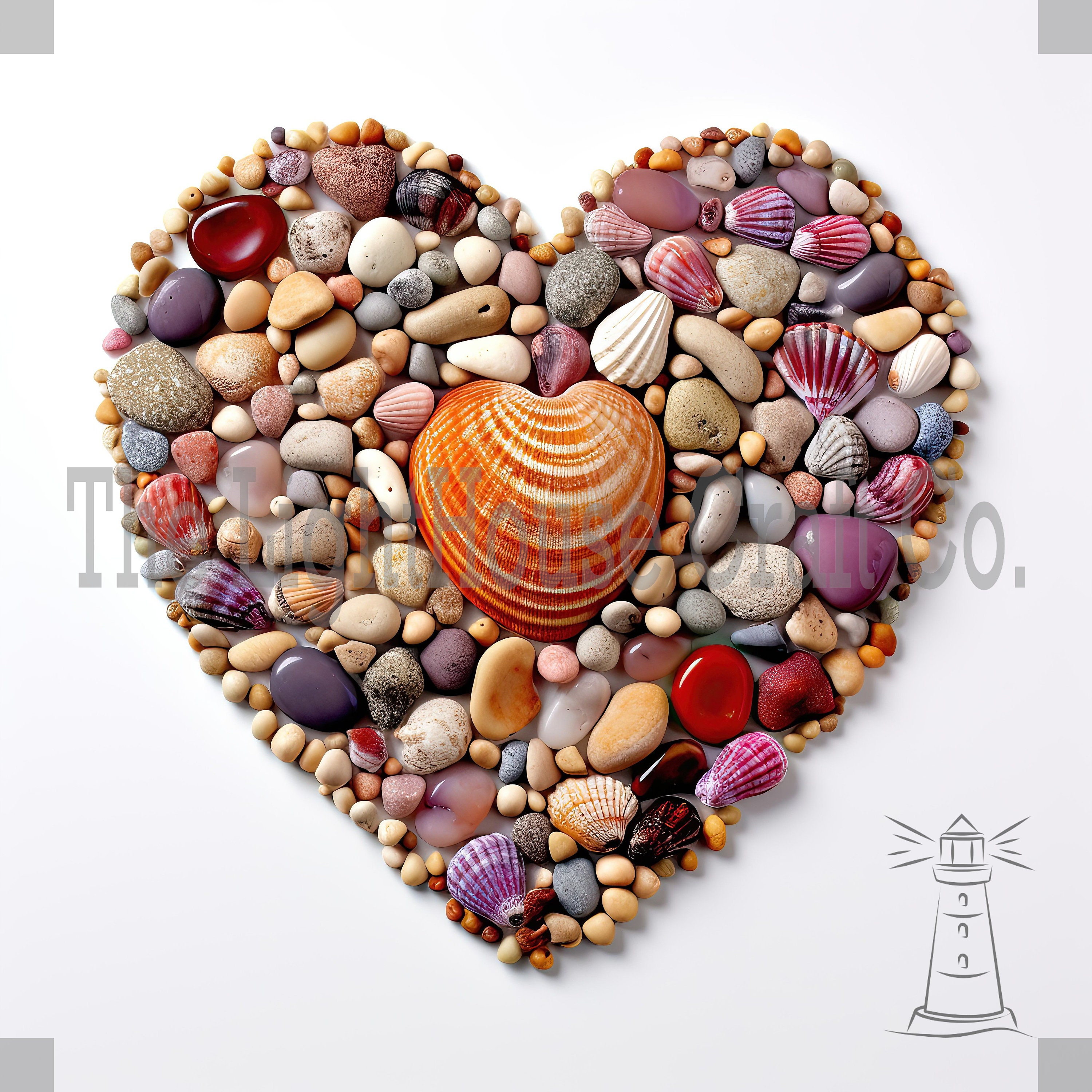 Seashell Love Hearts Clip Art 12 High Quality Jpgs Digital - Etsy
