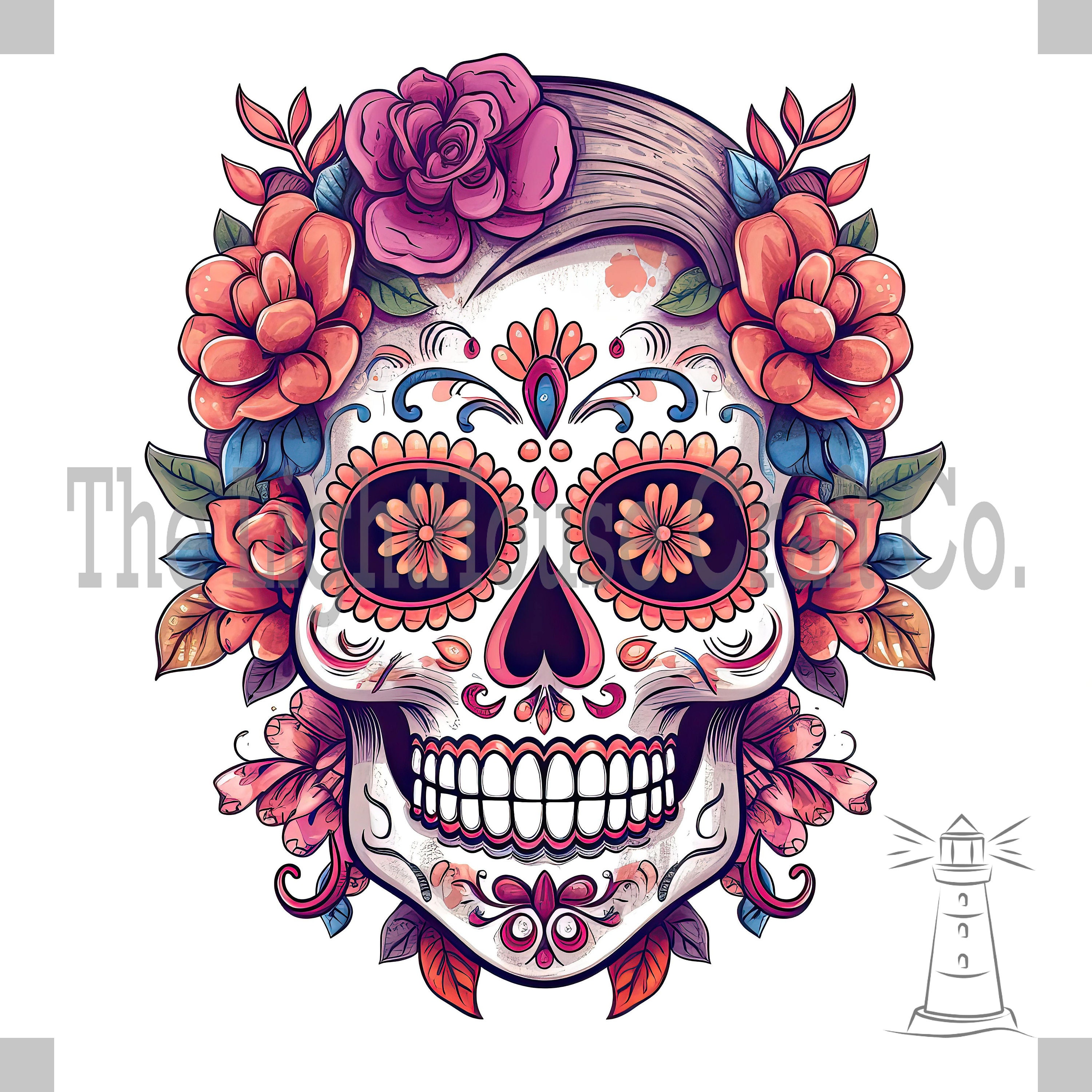 Flowery Skulls Clip Art 12 High Quality Jpgs - Digital Planner ...