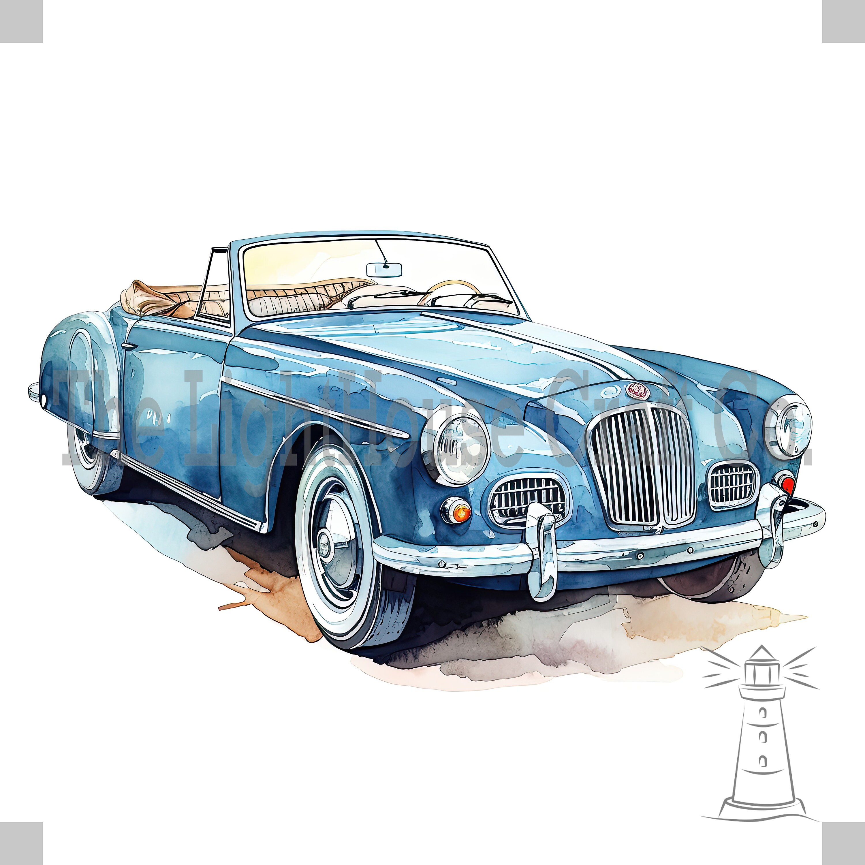 Sports Car Convertible Clip Art 12 High Quality Jpgs - Digital Planner ...