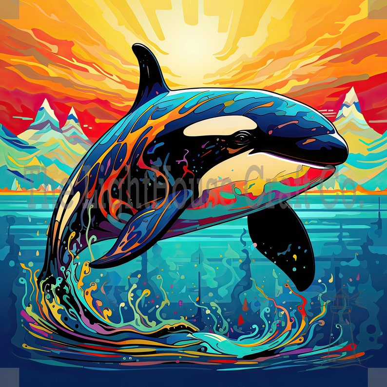 Orca Killer Whale Stylised Clip Art 12 High Quality Jpgs - Etsy