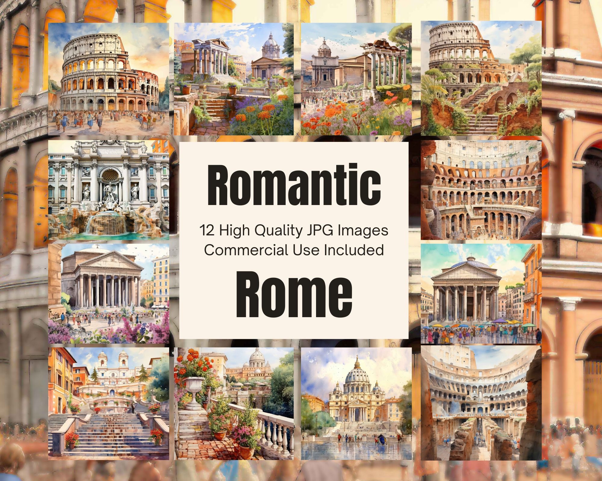 Romantic Rome Clip Art 12 High Quality Jpgs - Digital Planner ...