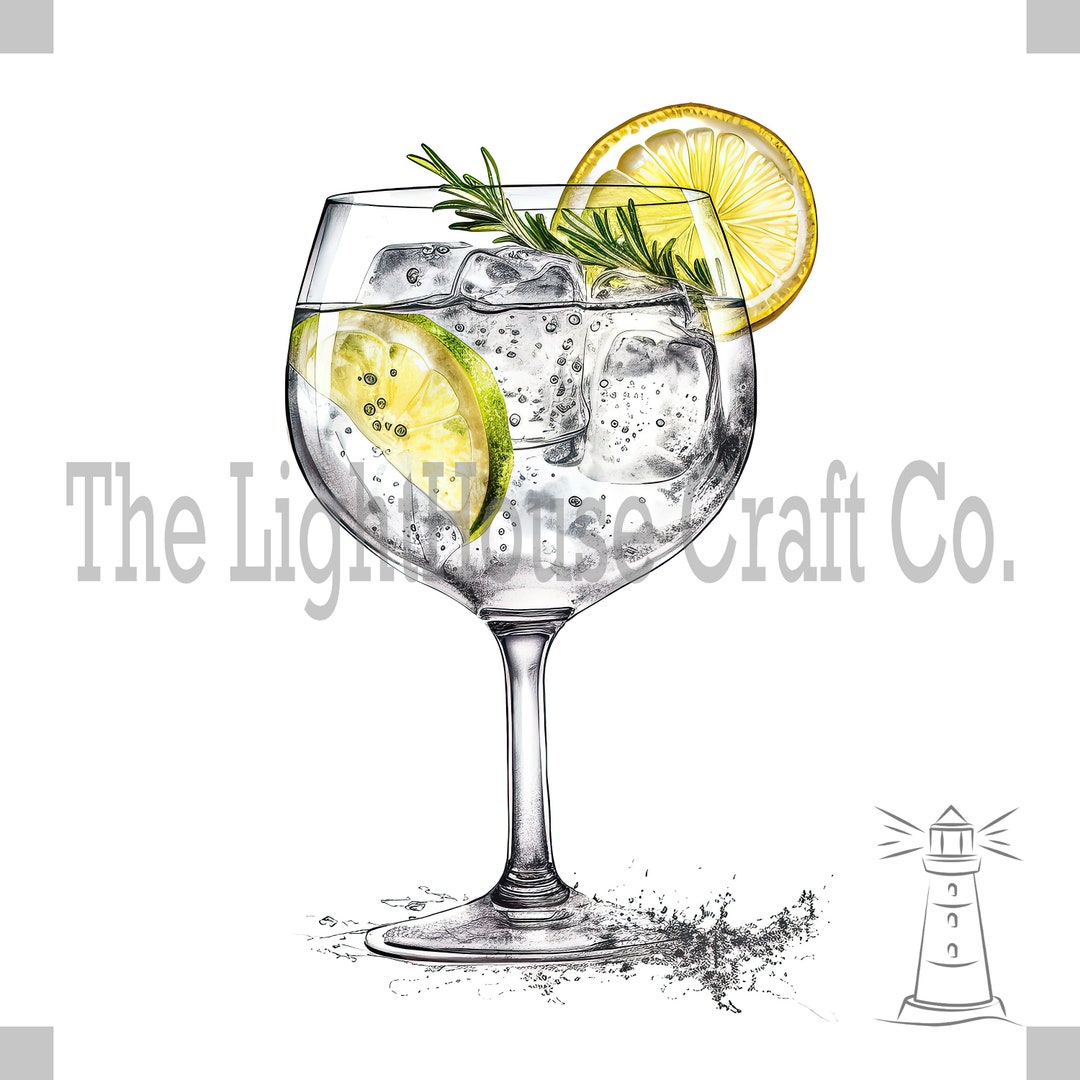 Gin & Tonic Clip Art 12 High Quality Jpgs - Digital Planner, Journaling ...