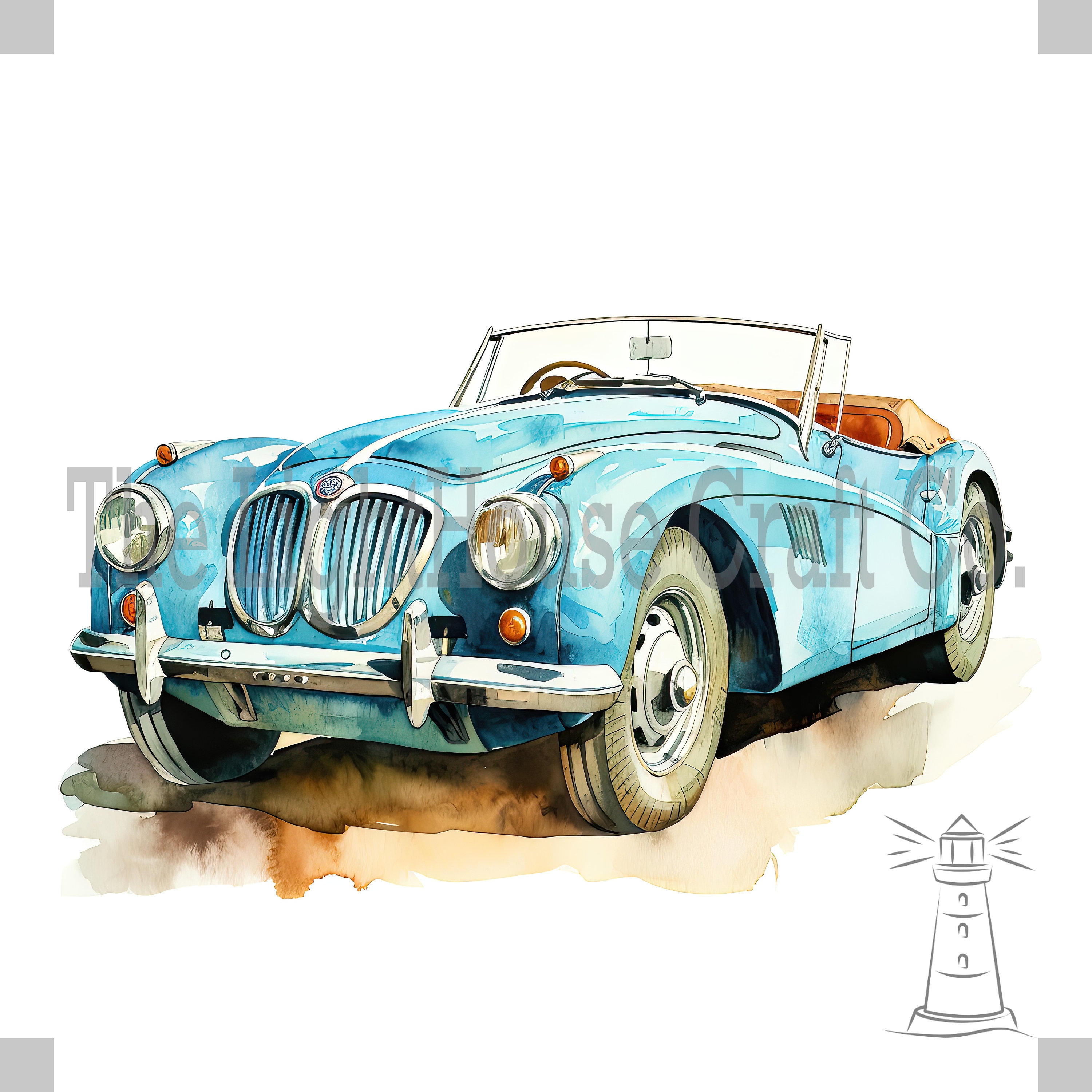 Sports Car Convertible Clip Art 12 High Quality Jpgs - Digital Planner ...