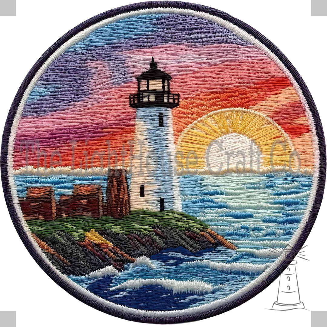 Embroidered Lighthouse Patch Clip Art 12 High Quality Jpgs - Digital ...