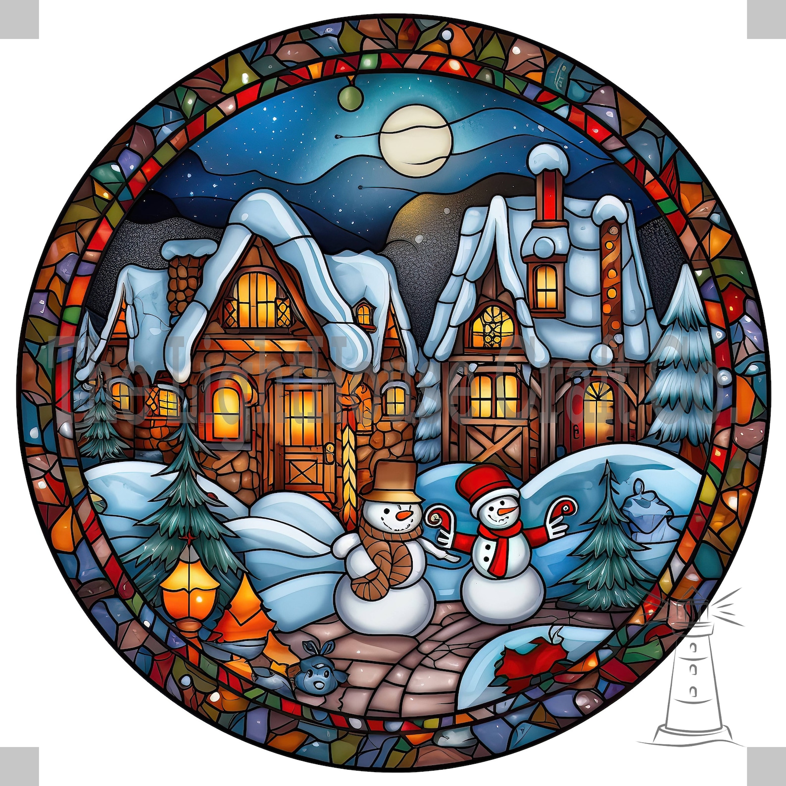 Stained Glass Christmas Clip Art 12 High Quality Jpgs - Digital Planner ...