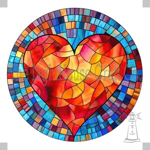 Stained Glass Love Hearts Clip Art 12 High Quality Jpgs - Digital ...