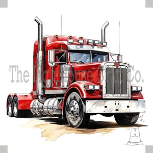 American Semi Truck Clip Art 12 High Quality Jpgs - Digital Planner ...