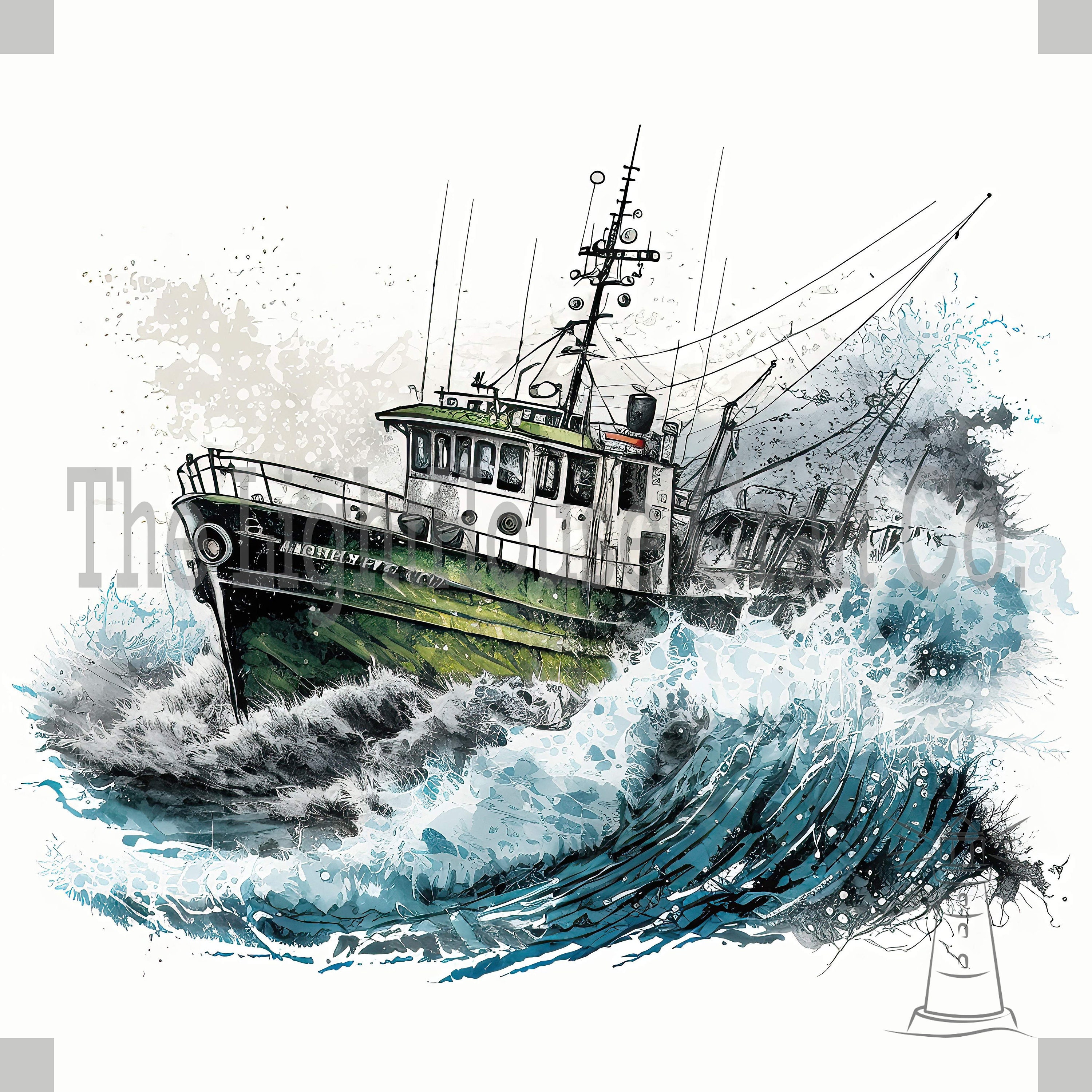 Watercolour Trawlers Clip Art 12 High Quality Jpgs Digital - Etsy