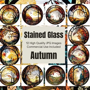 Stained Glass Autumn Clip Art 12 High Quality Jpgs - Digital Planner ...