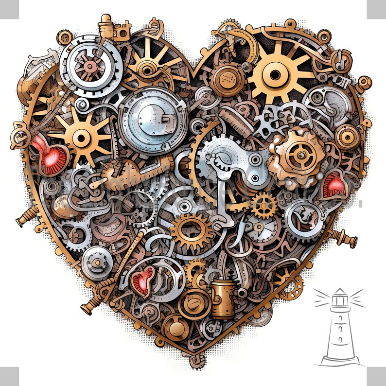 Steampunk Love Hearts Clip Art 12 High Quality Jpgs Digital - Etsy UK