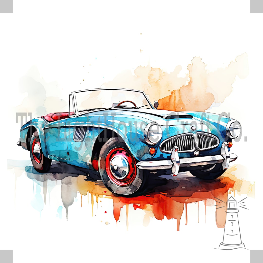 Sports Car Convertible Clip Art 12 High Quality Jpgs - Digital Planner ...