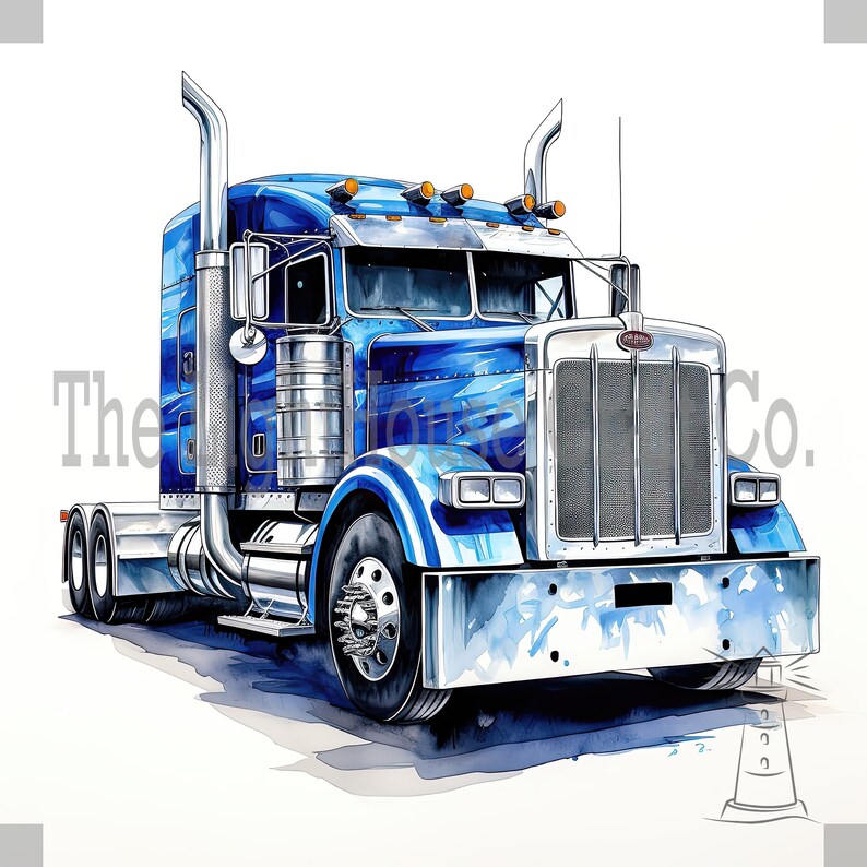 American Semi Truck Clip Art 12 High Quality Jpgs - Digital Planner ...