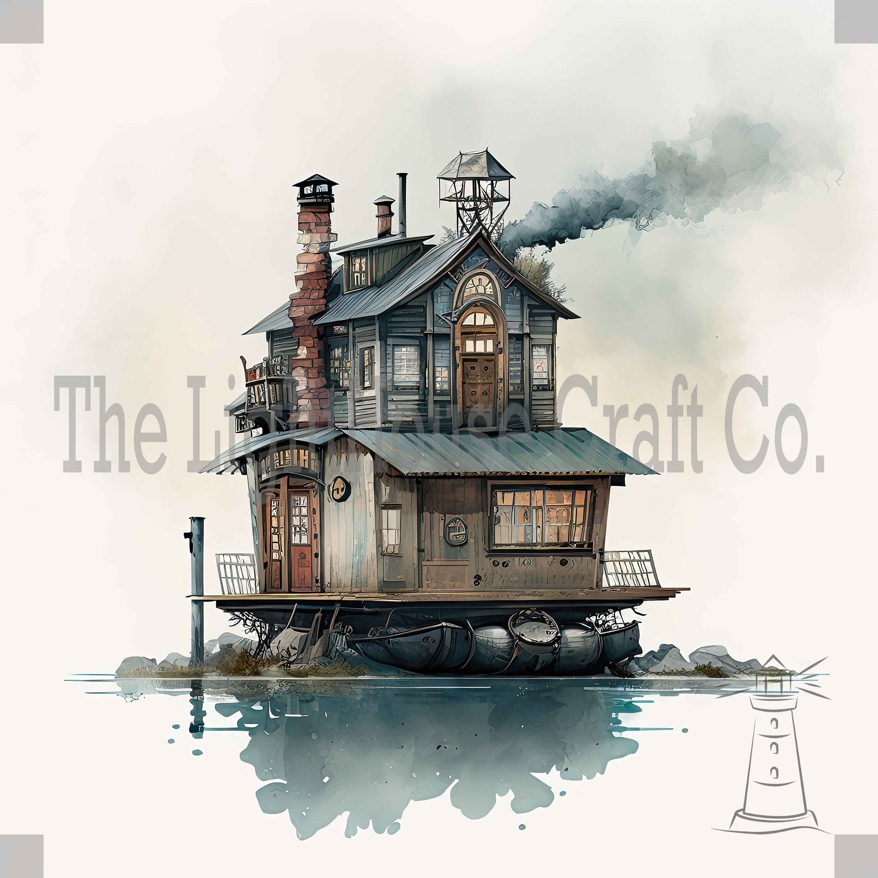 Steam Boat Houses Two Clip Art 12 High Quality Jpgs Digital - Etsy