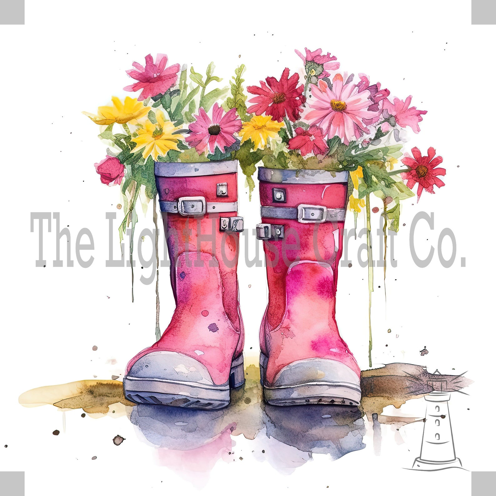 Floral Wellies Clip Art 12 High Quality Jpgs - Digital Planner ...