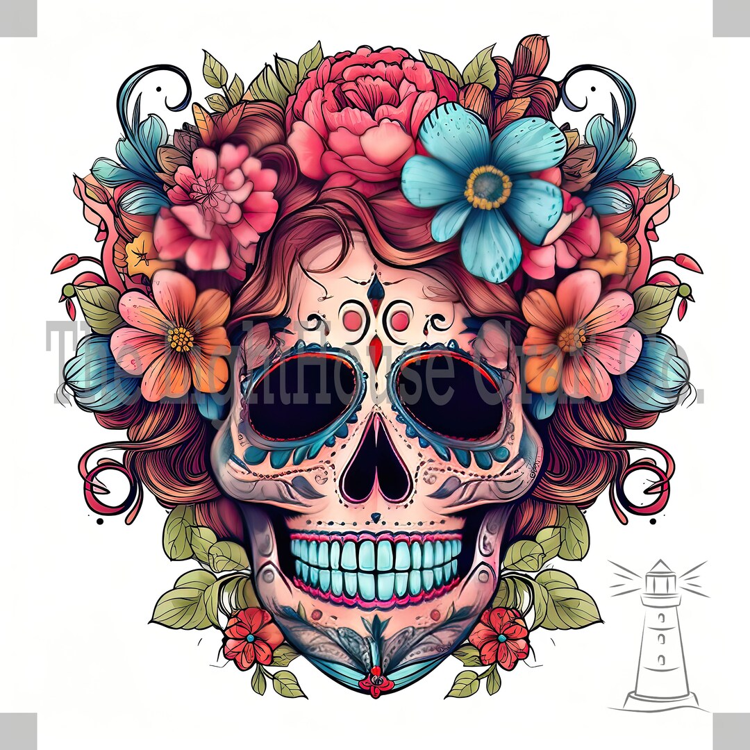 Flowery Skulls Clip Art 12 High Quality Jpgs - Digital Planner ...