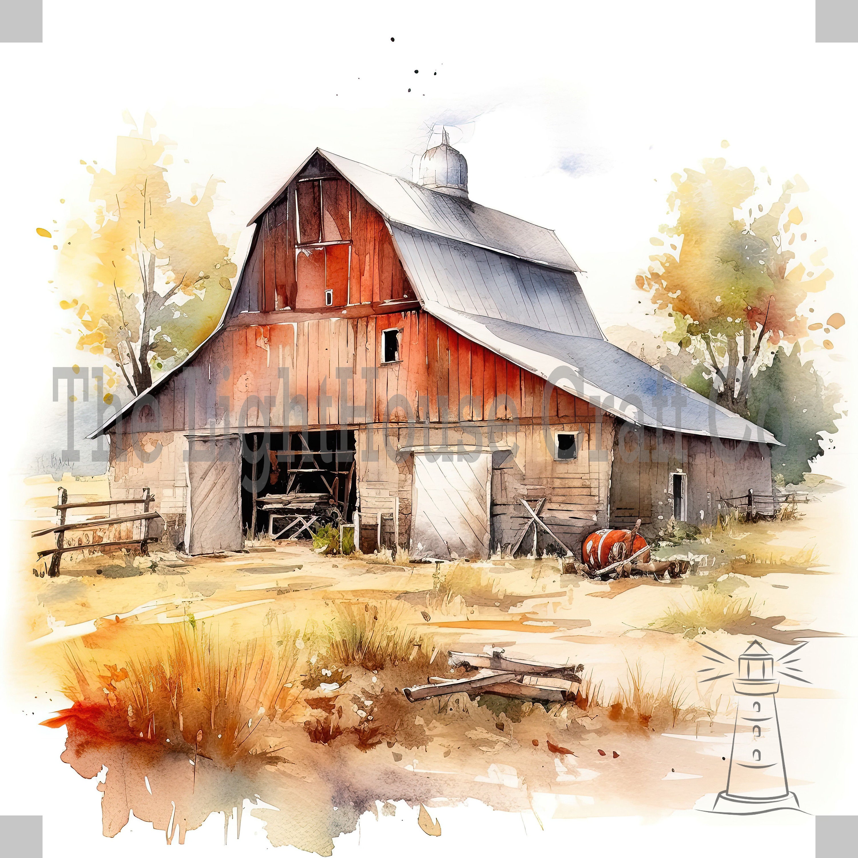 Farm Barns Clip Art 12 High Quality Jpgs Digital Planner - Etsy