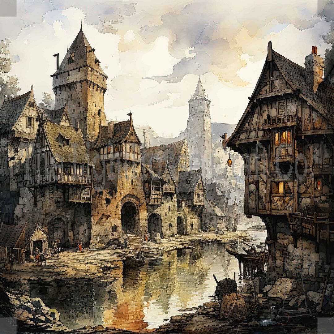 Medieval Village Clip Art 12 High Quality Jpgs - Digital Planner ...