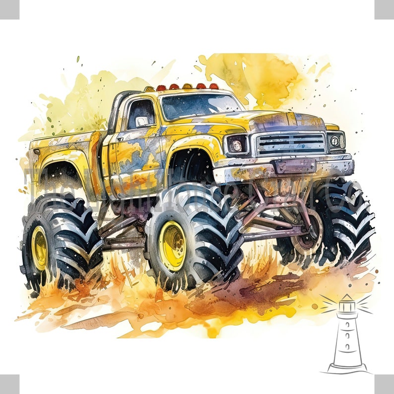Monster Trucks Clip Art 12 High Quality Jpgs - Digital Planner ...