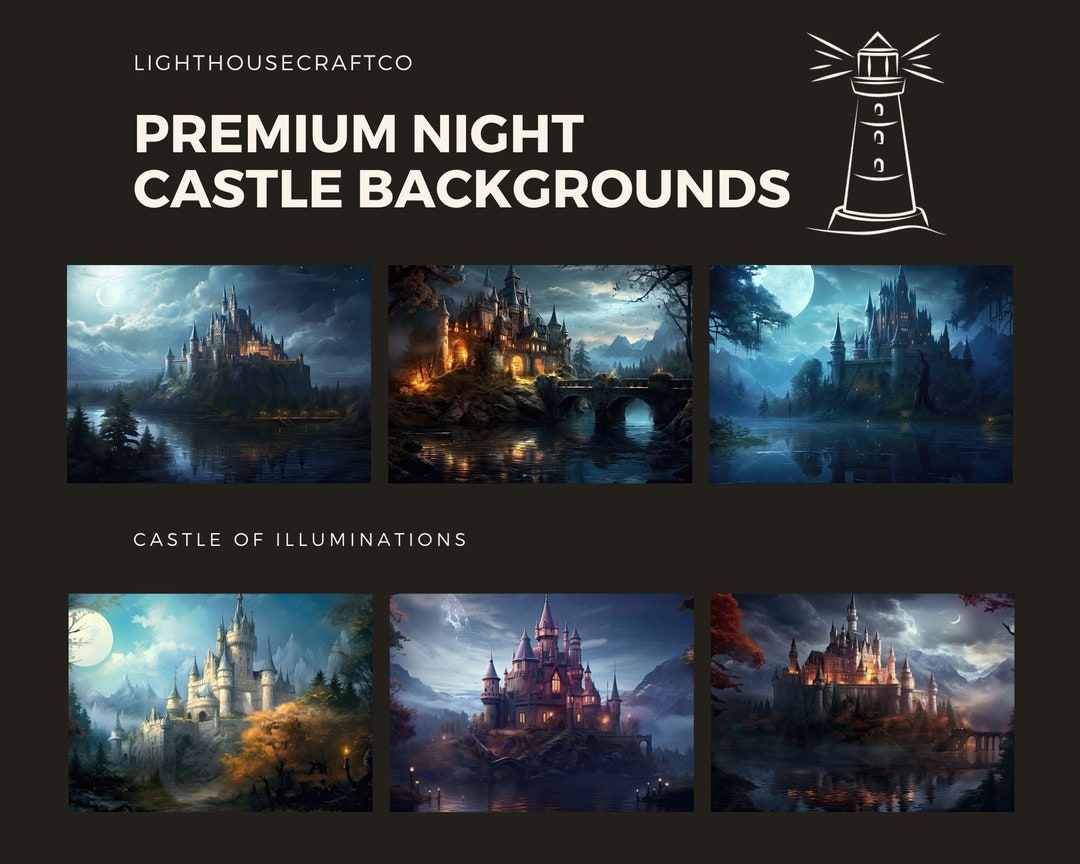 Night Castle 16:9 Backgrounds Clip Art 6 High Quality Jpgs - Digital ...
