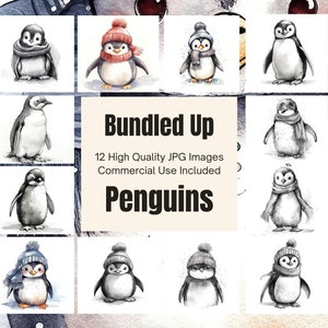 Cute Penguins Clip Art 12 High Quality Jpgs - Digital Planner ...