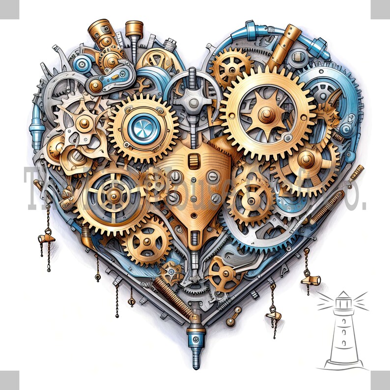 Steampunk Love Hearts Clip Art 12 High Quality Jpgs - Digital Planner ...