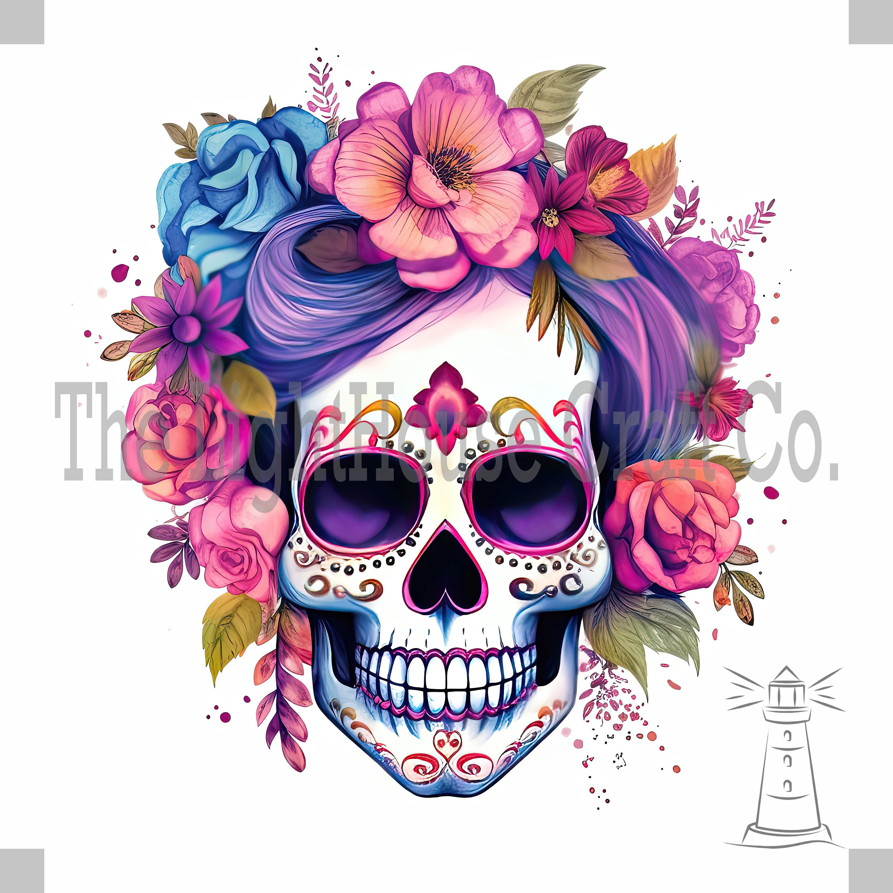 Flowery Skulls Clip Art 12 High Quality Jpgs - Digital Planner ...